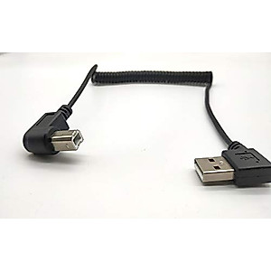 Meiyangjx 4.9 Feet Right Angle Coiled USB Printer Cable, USB 2.0 Type A Male to Type B Male Spring Printer Scanner Cable(Right Angle)