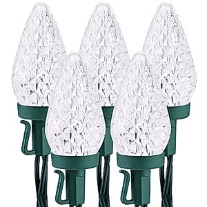 Brizled C9 Christmas Lights White, 33ft Faceted 50 LED Christmas Lights String Connectable Outdoor Xmas Decorative Light Strand, 120V UL Certified for Christmas Tree, Garden, Holiday, Yard, Party