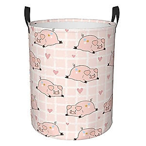 Cute Cartoon Bee and Flower Collapsible Laundry Basket with Handle Waterproof Hamper Storage Organizer Large Bins for Dirty Clothes Medium