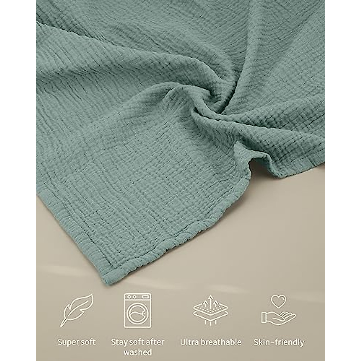 Muslin Nursing Cover for Breastfeeding, Breathable Privacy Nursing Covers with Arch Neckline for Mom, Soft Cotton Multi-use Nursing Apron (Roman Green)