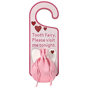 Qunclay Tooth Fairy Tooth Holder Tooth Fairy Door Hanger Bag Tooth Fairy Baby Teeth Keepsake Container for Lost Teeth Kids Boys Girl Milk Teeth Encourage Gift(Cute Style)