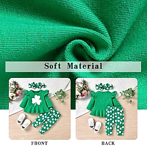 Aalizzwell 3-6 Months Baby Girl St. Patrick’s Day Clothes Infant Girls First Saint Patrick’s Day Outfit My Tunic Clothing Set Shamrock Green Clover