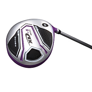 Aspire XD1 Ladies Womens Complete Right Handed Golf Clubs Set Includes Titanium Driver, S.S. Fairway, S.S. Hybrid, S.S. 6-PW Irons, Putter, Stand Bag, 3 H/C's Purple (Right Hand Petite -1")