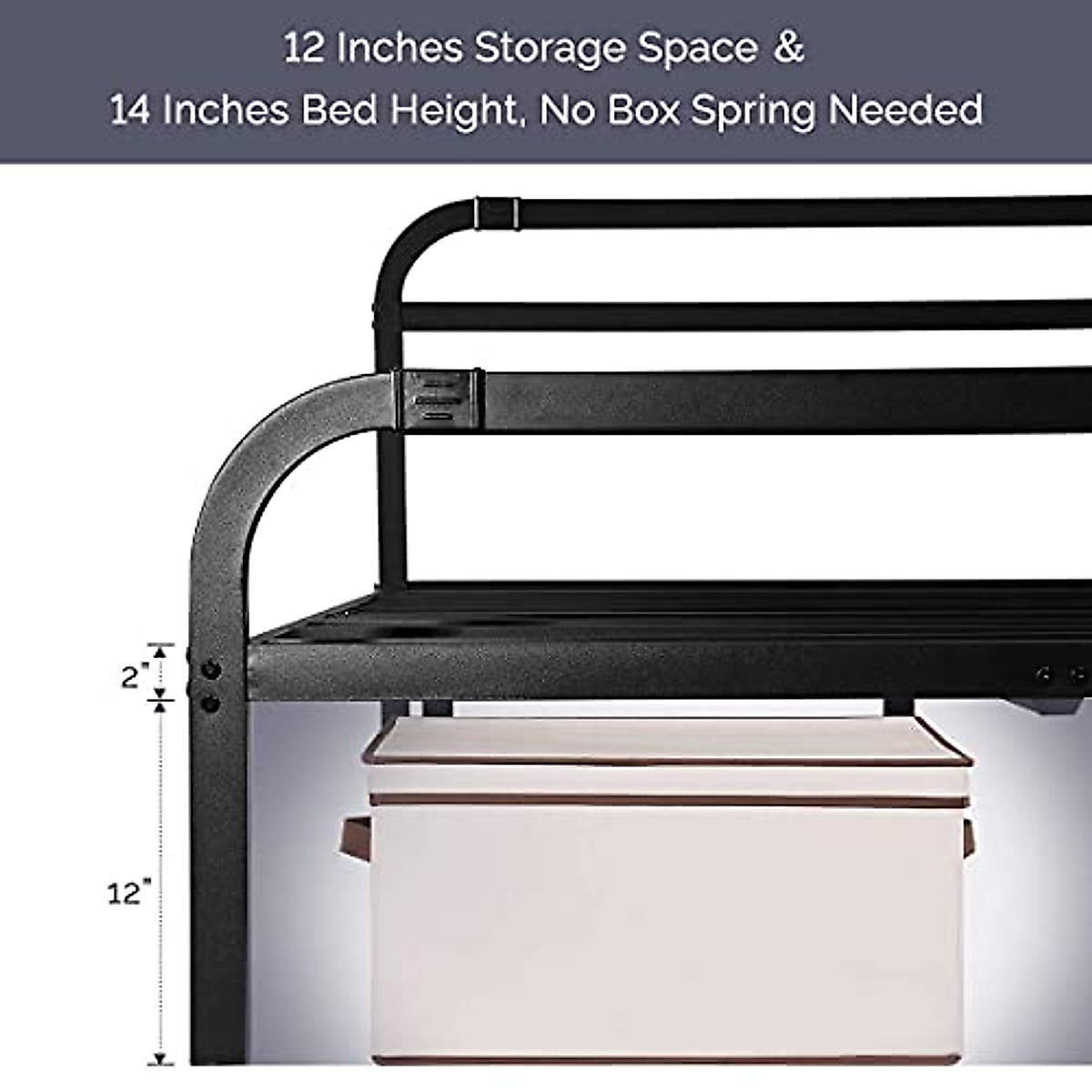 TATAGO 14 Inch Queen Bed Frame with 40 Inch Matte Curved Design Headboard and Footboard, Heavy Duty Metal Platform Mattress Foundation, 3500lbs Extra-Strong Support, No Noise