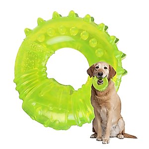 Treat Dispensing Toy for Dogs, Interactive Dog Chew Toy for Aggressive Chewers, Teething Rings for Medium to Large Breeds, Puzzle Enrichment, Relieve Boredom and Stimulate Play, Large Size (L)