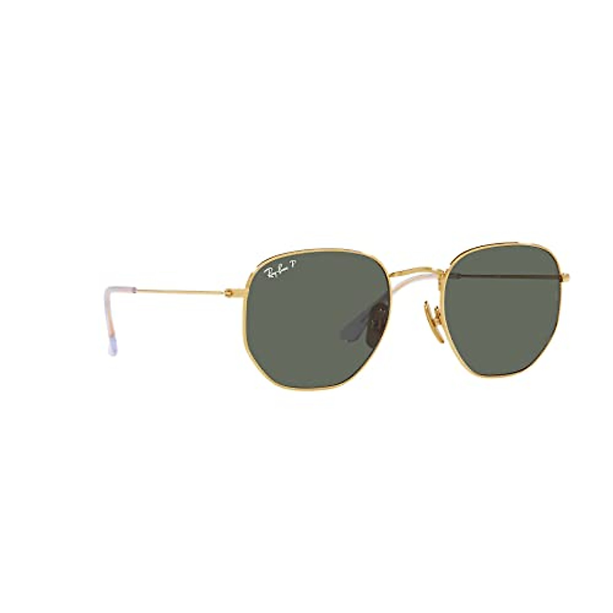 Ray-Ban RB8148 Hexagonal Titanium Sunglasses, Legend Gold/Polarized Green, 54 mm