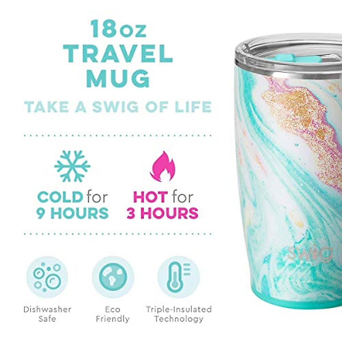 Swig Life Wanderlust + Matte Aqua Coffee Lovers Gift Set, Includes (2) 18oz Travel Mugs, Triple Insulated, Stainless Steel, Easy to Clean, and Dishwasher Safe