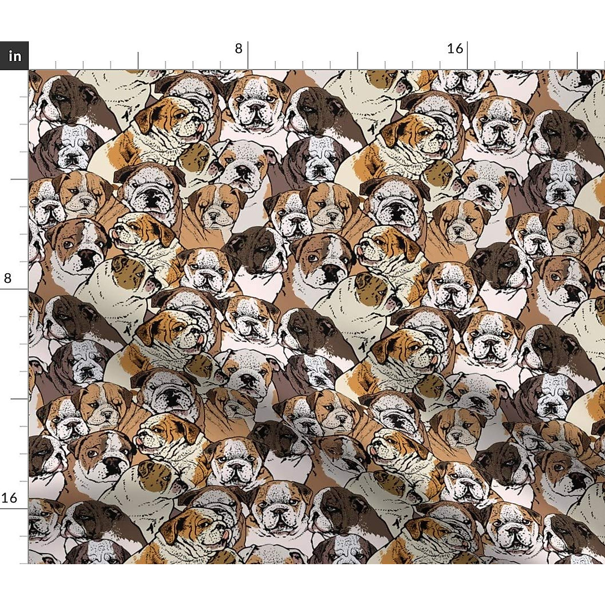 Spoonflower Fabric - English Bulldog Bulldogs Pattern Puppy Animal Printed on Petal Signature Cotton Fabric Fat Quarter - Sewing Quilting Apparel Crafts Decor