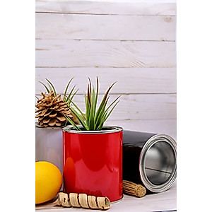 BLYSK Empty Metal Quart Paint Cans with Lids Paint Storage Containers Unlined Multipurpose for Art, Crafts DIY Free Can Open, Marker & Labels (4 White)