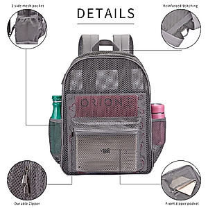 USPECLARE Heavy Duty Semi-Transparent Mesh Backpack，See Through College Student Backpack (Grey)
