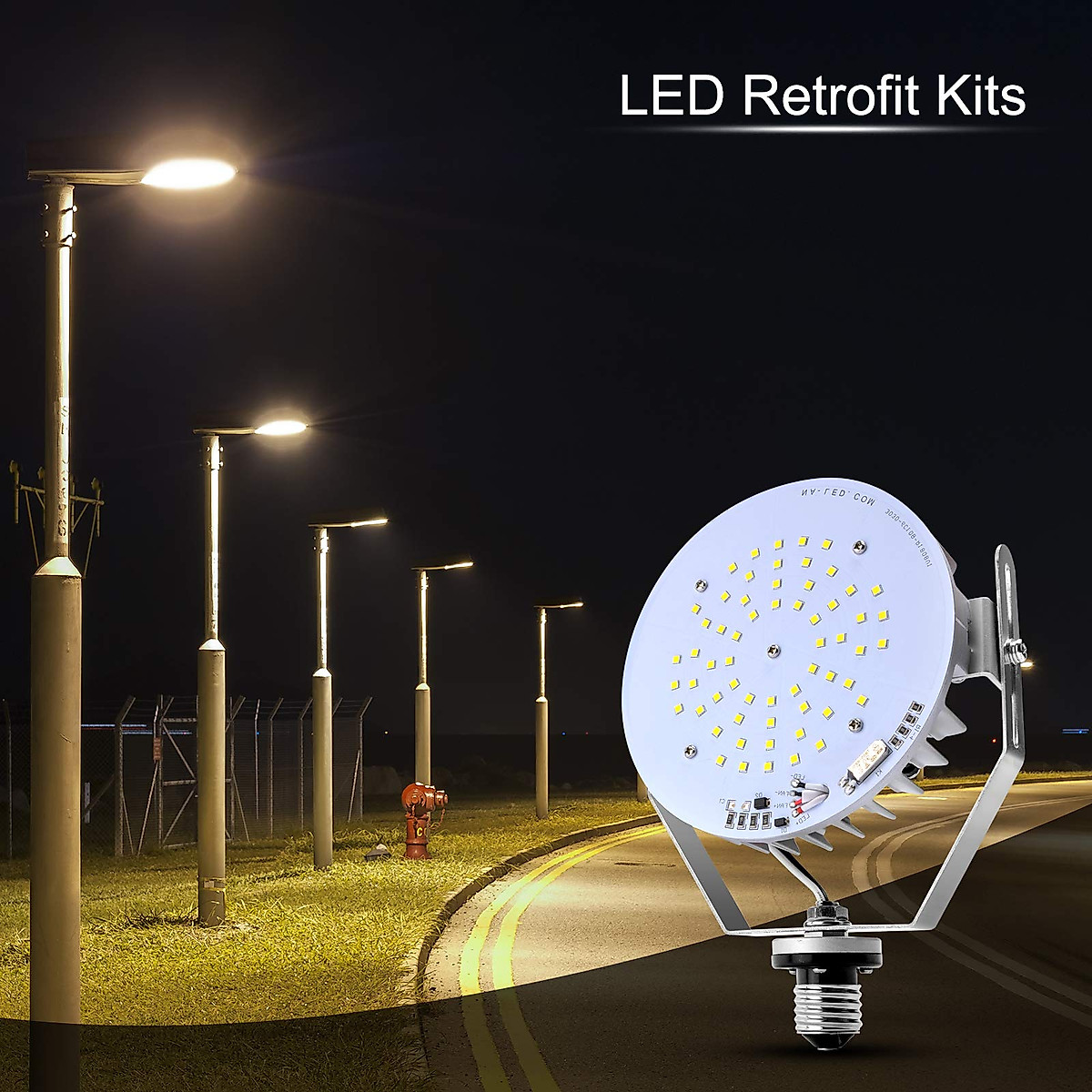 Hakkatronics 40W LED Retrofit Kit, 250W MH/HPS/HID Equivalent, 5000K Daylight White, E39 Mogul Base, for Parking Lots, Areas Shoebox and Canopy Light Fixtures