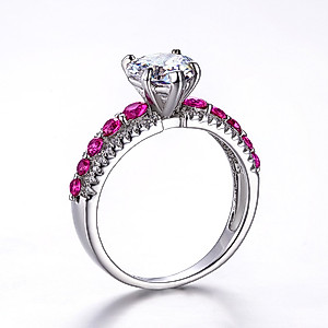 Merthus 8x8mm Heart Shape Cubic Zirconia 925 Sterling Silver Solitaire CZ Engagement Ring for Women Size 6