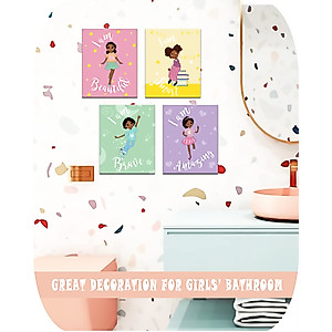 Black Girls Bedroom Canvas Wall Art Framed | Motivational Wall Decor for Toddler Girls | Inspirational Room Decor for Teen Girls | Kids Wall Art | Picture for Little Girls | 8” x10” x4 PCS (FRAMED)