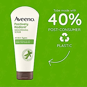 Aveeno Positively Radiant Skin Brightening Exfoliating Daily Facial Scrub, Moisture-Rich Soy Extract, helps improve skin tone & texture, Oil-& Soap-Free, Hypoallergenic, 7 oz