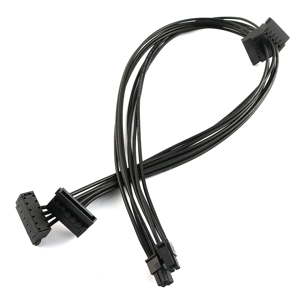 RuiLing 2pcs Black Motherboard ATX Mini 4 Pin to 2X Right-Angle 15 Pin SATA Hard Drive HDD Power Supply Adapter Cable 18AWG 19.7 Inch for Lenovo