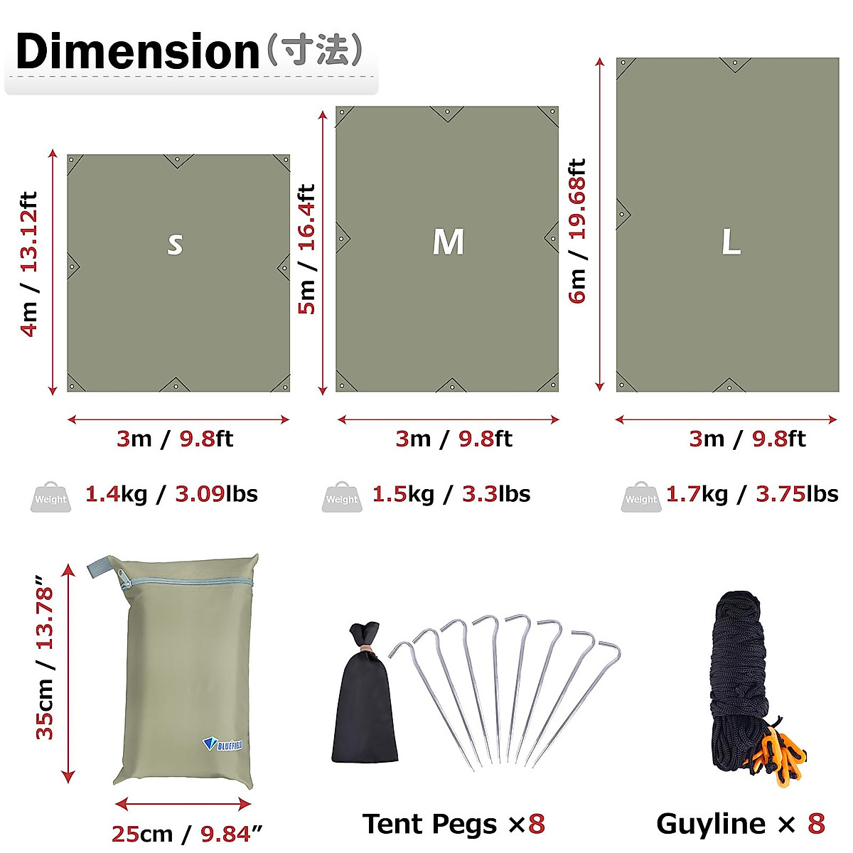 Azarxis Hammock Rain Fly Camping Tarp Canopy Tent Footprint Ground Sheet Picnic Mat, UV Protection and PU 2000mm Waterproof, Lightweight for Camping, Backpacking and Outdoor Adventure (Khaki, M)