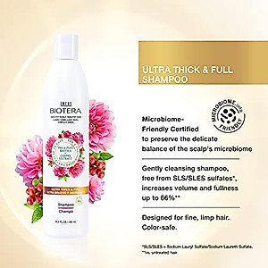 Biotera Ultra Thick & Full Volumizing Shampoo | Increases Volume to Fine, Limp Hair | Microbiome Friendly | Vegan & Cruelty Free | Paraben Free | Color-Safe | 32 Fl Oz