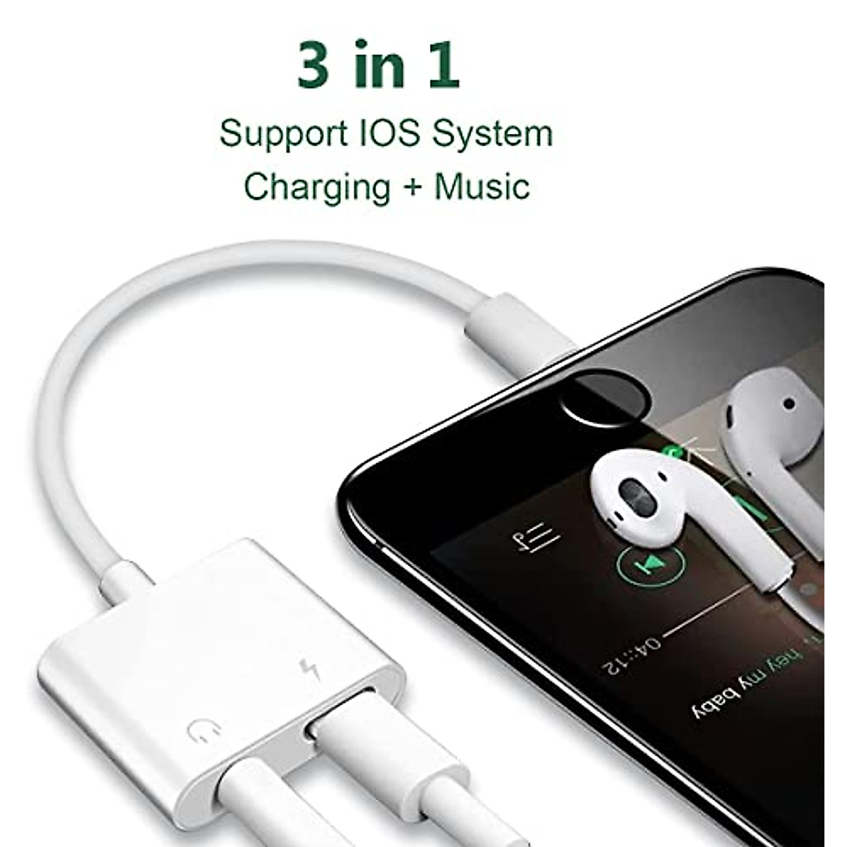 [Apple MFi Certified] Lightning to 3.5mm Headphone Adapter for iPhone 2 Pack,esbeecables 3 in 1 Charger+Aux Audio Splitter Adapter with Music Control Function for iPhone13/ 12/11/XS/XR/X/8/7/iPad/iPod