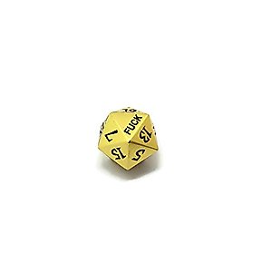 Gold Metal D20 F*** Dice Set Critical Fail F 20 Sided Die Set DND Black Gunmetal Color Number for Role Playing Game Dungeons and Dragons D&D Pathfinder Shadowrun and Math Teaching