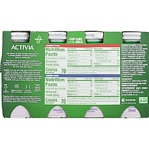 Activia Probiotic Dailies Strawberry and Blueberry Lowfat Yogurt Drinks, Delicious Daily Probiotic Yogurt Drinks to Help Support Gut Health, 8 Ct, 3.1 FL OZ