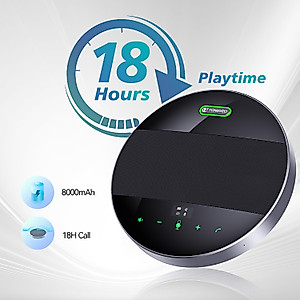 TONGVEO Bluetooth Speakerphones Conference Microphone,2 in 1 Daisy Chain Conference Speakers with Microphone,360° Voice Pickup Noise Reduction 8 Hour Call Time for up to 20 Attendees Meeting