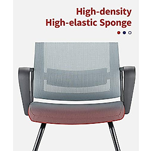 CLATINA Office Guest Chair with Lumbar Support and Mid Back Mesh Space Air Grid Series for Reception Conference Room Gray