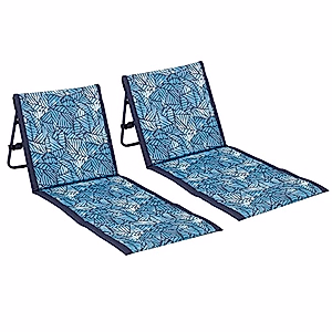 Lightspeed Outdoors Beach Loungers | Durable Beach Lounge Chair with Folding Design | Fully Padded and Lightweight Portable Beach Chair | Adjustable Back Rest | 2 Pack | Deep Navy Ombre