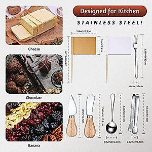 Charcuterie Board Accessories Spreader Knife Set Cheese Butter Spreader Knife Charcuterie Utensils with Wooden Handles Mini Serving Tongs Spoons Forks for party Wedding Christmas (Silver, 20 Pieces)