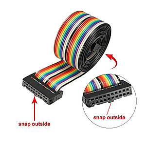uxcell IDC Rainbow Wire Flat Ribbon Cable 20 Pins 118cm Length 2.54mm Pitch Type-C