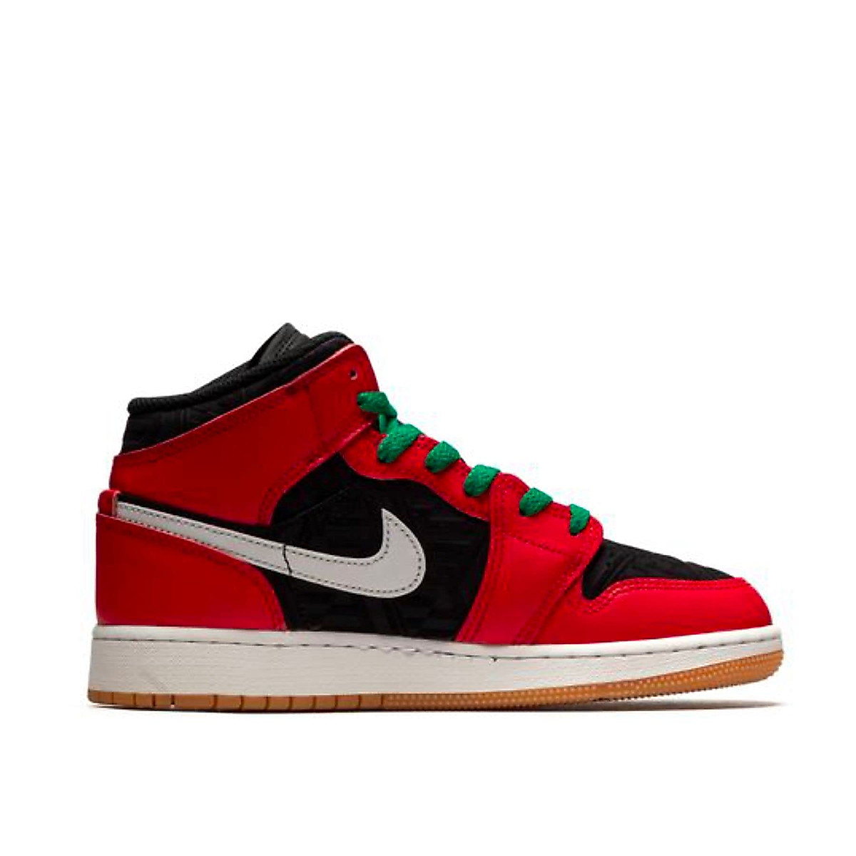 Nike Jordan Youth Jordan 1 Mid SE GS DQ8418 006 Christmas - Size 6Y, Black/Fire Red/White/Malachite
