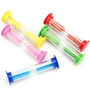 SINJEUN 50 PCS 1 Minute Sand Timer, Plastic Hourglass Sand Clock, Colorful Sand Timer Set Sandglass Countdown Bulk Toothbrush Timer for Party Favors