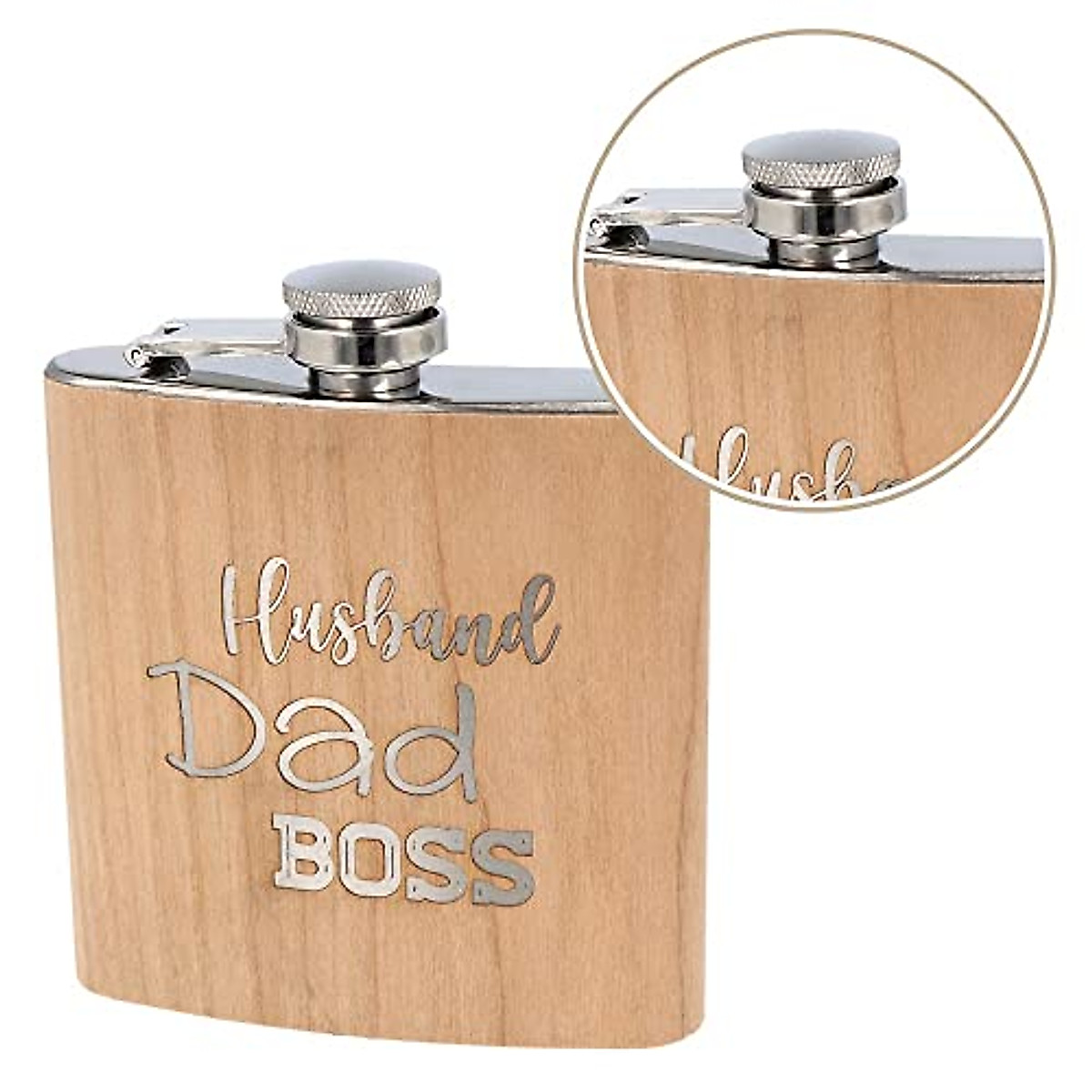 Spruchreif | Engraved Stainless Steel Flask | Wooden Flask | Alcohol Flask | Father's Day Gift | Best Dad | Funny Gift Dad | Husband Dad Boss