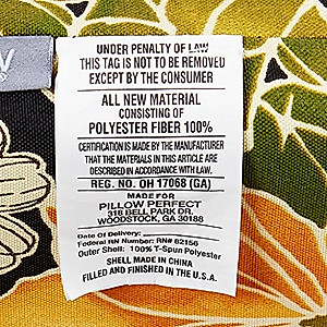 Pillow Perfect Tropic Floral Indoor/Outdoor Sofa Setee Bench Swing Cushion with Ties, Weather, and Fade Resistant, 18" x 45", Black/Green Clemens, 1 Count