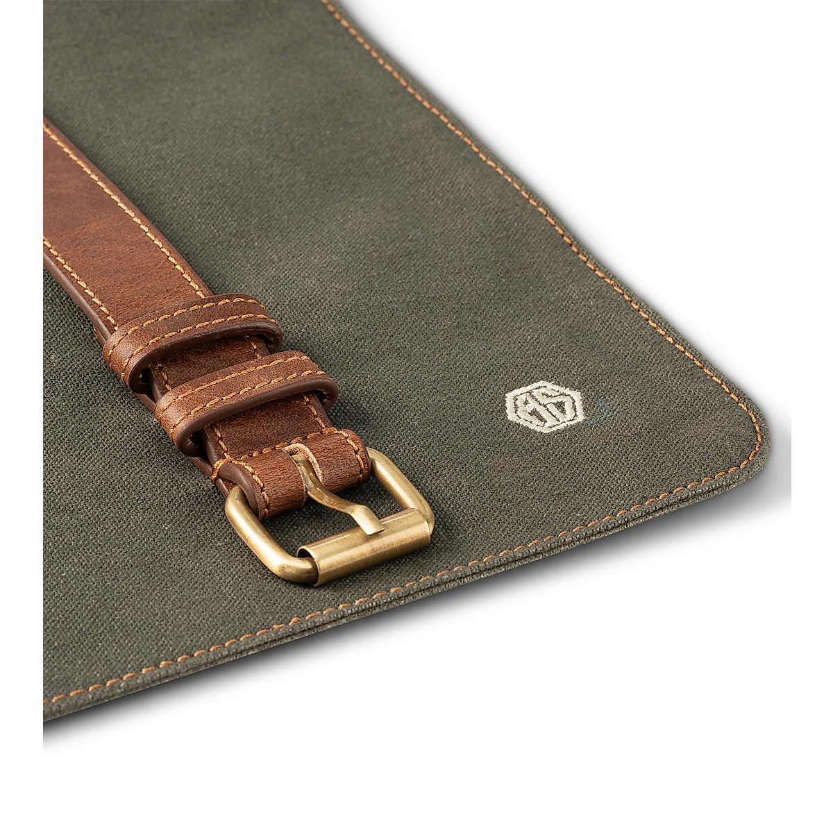 Knife Bag made of durable Canvas & genuine Leather - Chef's Knife Roll Case for Cooking & BBQ - Knives storage case Lars (Olive-Green)