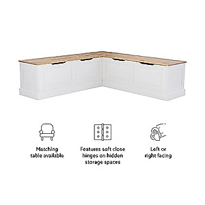 Linon Natural and White 2 Tone Backless Corner Breakfast, Table is NOT Included Harris Nook