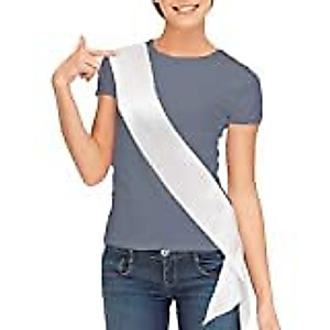 4 Pcs Blank Satin Sashes Plain Sashes Party Accessory for Graduation Wedding Party, Satin Sashes Pageant(White) Make Your Own Sash, 4 Pack (White sashes)