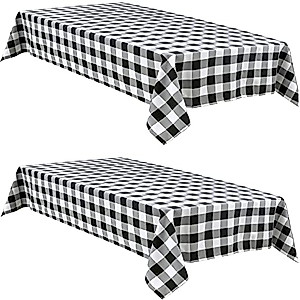 Hiasan Buffalo Plaid Tablecloth Waterproof, 2 Pack, 60 x 84 inch - Black and White Checkered Table Cloths Rectangle for Outdoor Picnic/Party/Dining