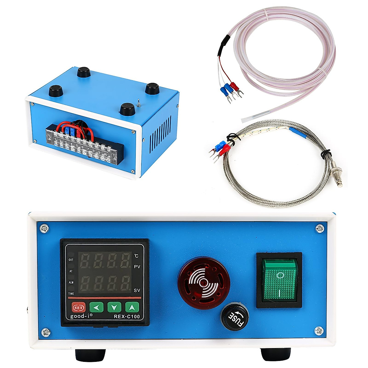 PID Temperature Controllers Thermostat Box, Digital Display REX-C100 Temperature Control Box with Solid State Relay SSR 40DA and K Thermocouple Probe, 100-240V