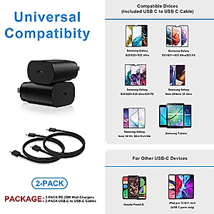 USB C Fast Charger, 25W USB C Wall Super Charger Block with 6FT Type C Charger Fast Charging Cable for Samsung Galaxy S22/S22 Ultra/S22+/S21/S21 Ultra/S20 Ultra/Note 10/Note 20, for iPad Pro 11/12.9