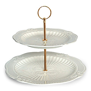 Victoria Interchangeable 2 or 3 Tier Cake Cupcake Dessert Display Stand - Perfect for Entertaining - Elegant Serving Plate/Platter Includes Silver and Gold Hardware