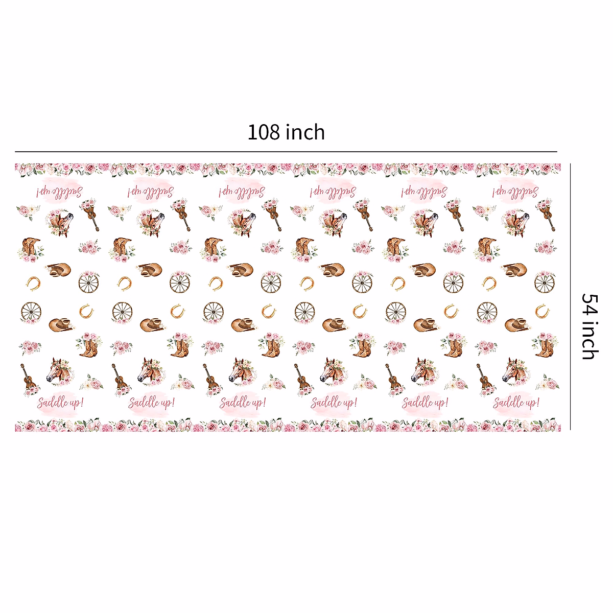 HIPVVILD Cowgirl Party Decorations Tablecloth - Horse Saddle Up Western Party Supplies Tablecover, Disposable Wild West Cowgirl Birthday Baby Shower Decorations Table Cloth - 3 Pack (54in x 108in)