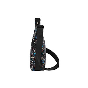 LeSportsac Cloistered Jewels Large Hobo Crossbody Bag, Style 3710/Color E469, Mosaic Art Tiles Designed in Colorful Crest & Flower Motifs, Vibrant Jewel Tones: Ruby, Azure, Emerald