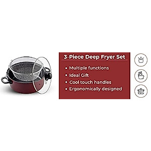 J&V TEXTILES 3-Piece Deep Fryer Set
