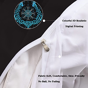 WDBAYXH Celtic Dragon Tattoo Duvet Cover Bedding Set, Novelty Norse Viking 3D Print Zipper Duvet Covers and Pillowcases, Soft Microfiber Home Textile,Blue,King