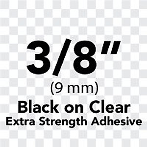 Brother 3/8" (9mm) Black Print on Clear Extra Strength Adhesive P-Touch Tape for Brother PT-D600, PTD600 Label Maker