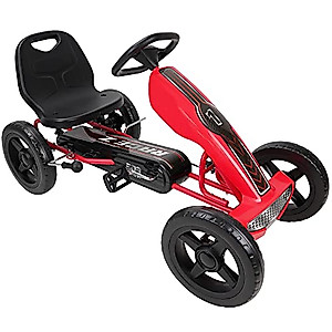 509 Crew Race Z Pedal Go Kart - Red - Kids, Sporty Graphics on The Front Fairing, Adjustable Bucket Seat, 4 Spoke Rims w/ 12' EVA Wheels, Sporty Steering Wheel, Kids Go Kart Ages 4+