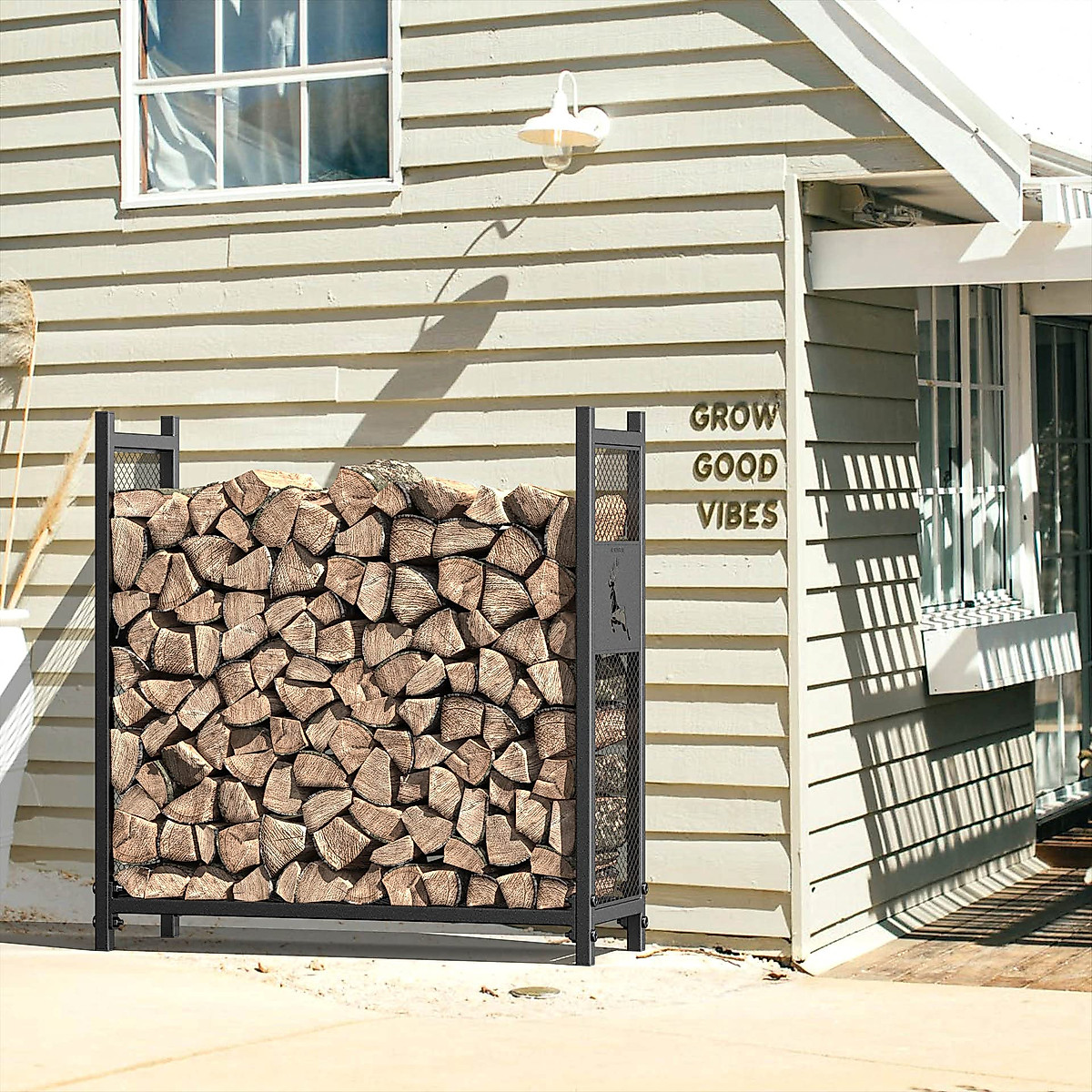 Mr IRONSTONE 4ft Firewood Rack - Durable Outdoor Storage