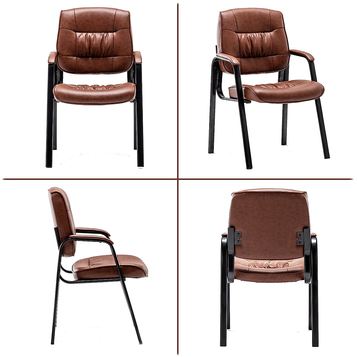 BTEXPERT Brown Leather Office Executive Waiting Room Guest Reception Side Conference Chair, BB5046BR