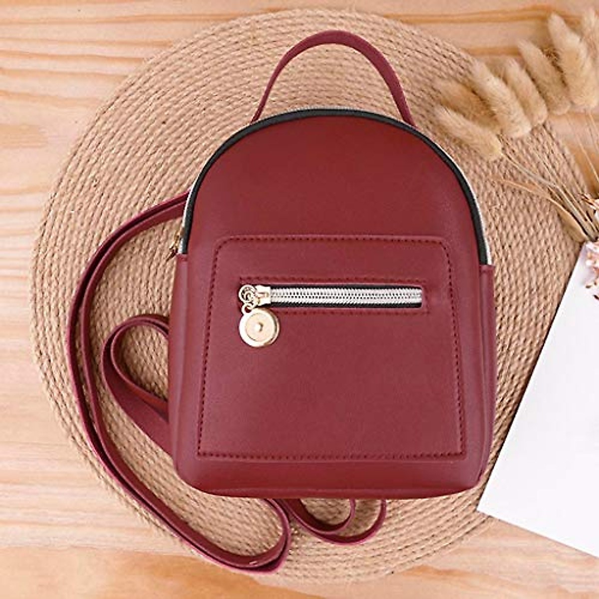 Small Backpack Purse for Women Leather Purse Letter Small Mobile Phone Shoulders Bag Backpack Messenger Fashion Bag