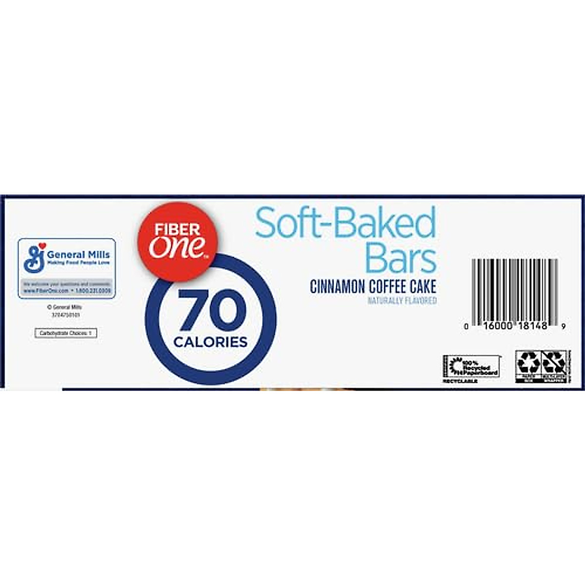 Fiber One 70 Calorie Soft-Baked Bars, Cinnamon Coffee Cake, 18 ct